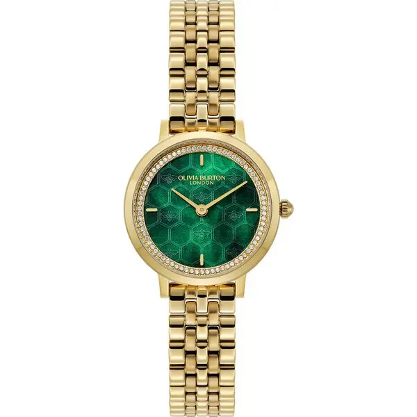 OLIVIA BURTON Honeycomb Ultra Slim Bracelet Watch - Green