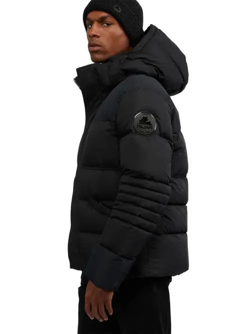 Pajar Titan Mixed Media Puffer Jacket With Removable Hood In Black