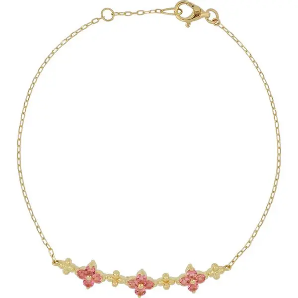 Bony Levy Clover Pink Tourmaline Bracelet - 14k Yellow Gold