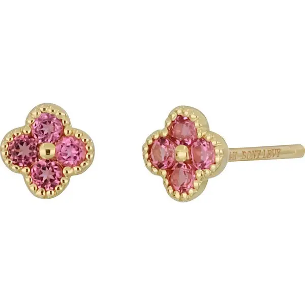 Bony Levy Clover Tourmaline Stud Earrings - 14k Yellow Gold