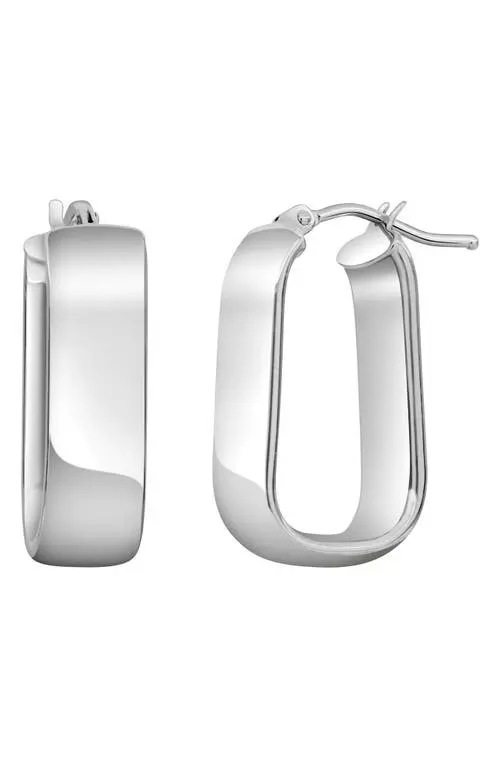 Bony Levy 14k Gold Rectangle Hoop Earrings - 14k White Gold