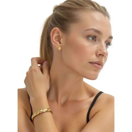 AKALIA Waterproof Textured Cuff Bracelet - Gold