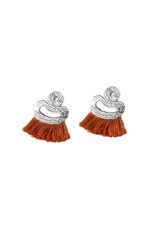 COG Sonia Tassel Earrings - Silver/ Ochré