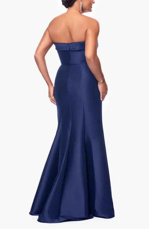 XSCAPE EVENINGS Strapless Cascade Ruffle Mermaid Gown