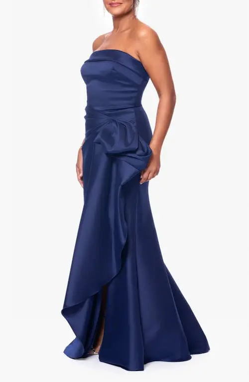 XSCAPE EVENINGS Strapless Cascade Ruffle Mermaid Gown