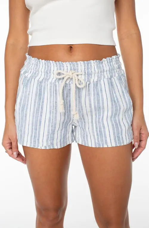 Roxy Oceanside Stripe Linen Blend Shorts - Blue Horizon