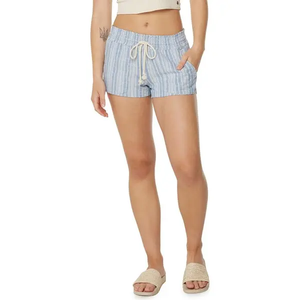 Roxy Oceanside Stripe Linen Blend Shorts