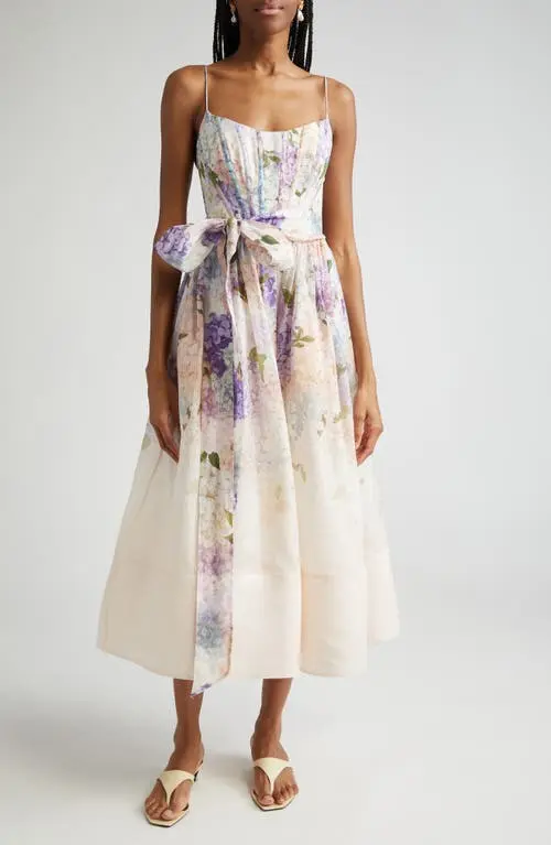 zimmermann bliss floral corset-style cocktail dress Zimmermann Bliss Floral Print Corset Dress In Multi Hydrangea - 50% Off