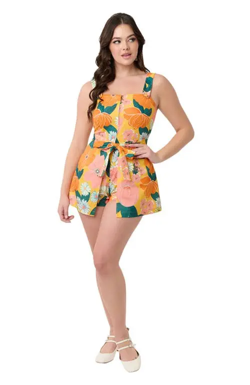 SMAK PARLOUR 1960s Skirted Romper - Yellow Floral