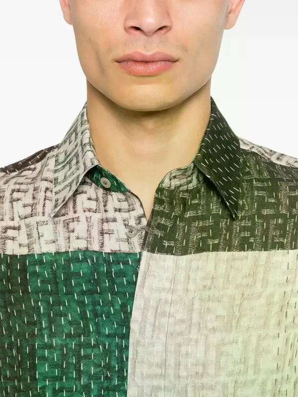 Fendi Ff Linen Shirt - Green