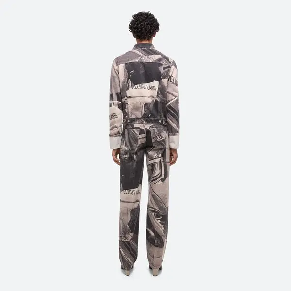 Helmut Lang Cuffed Printed Denim Trucker Jacket