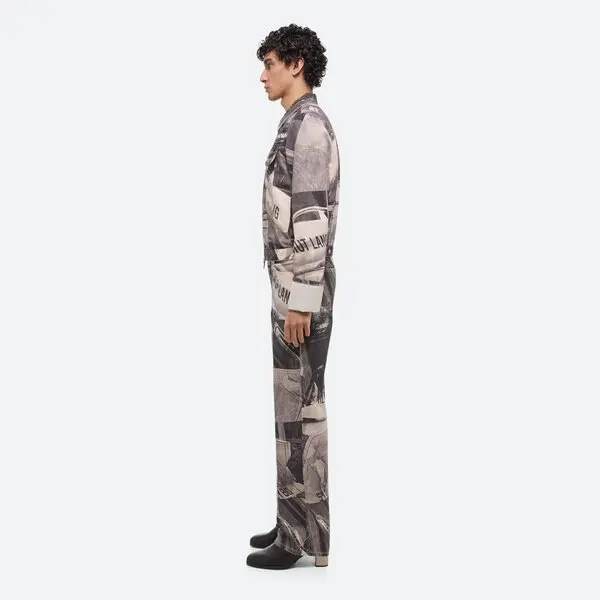 Helmut Lang Cuffed Printed Denim Trucker Jacket