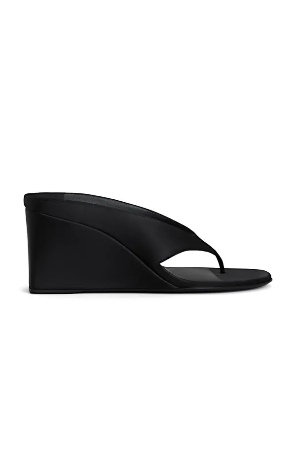 Alaïa Satin Wedge Thong Mules - Black