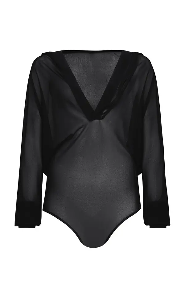 Alaïa Hooded Knit Bodysuit - Black