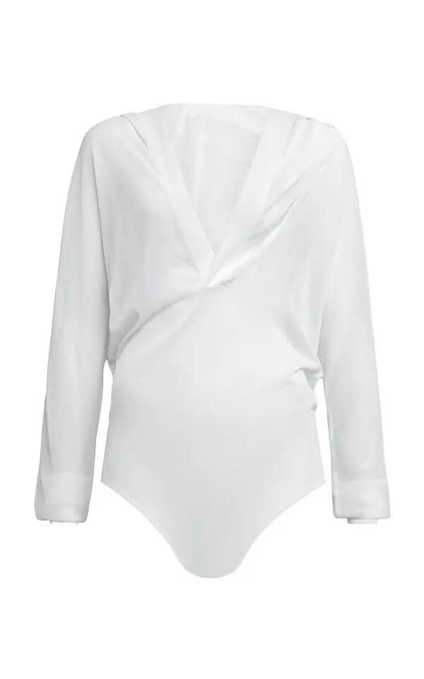 Alaïa Hooded Knit Bodysuit - White