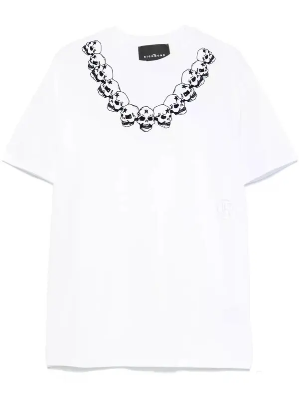 John Richmond Flocked-skull T-shirt - White