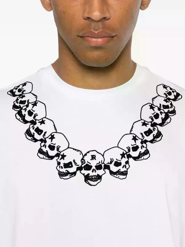 John Richmond Flocked-skull T-shirt - White