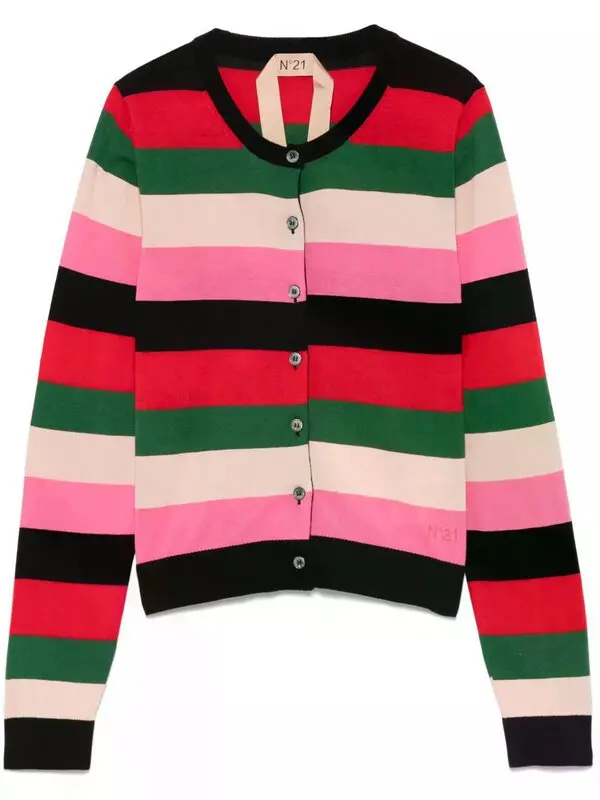 N°21 Striped Cardigan - Black