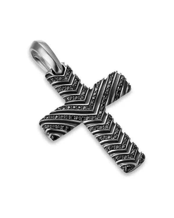 David Yurman Chevron Cross Pendant With Black Diamonds