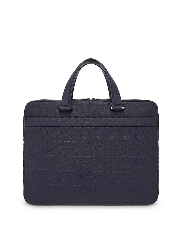 FERRAGAMO Embossed Leather Briefcase - Midnight