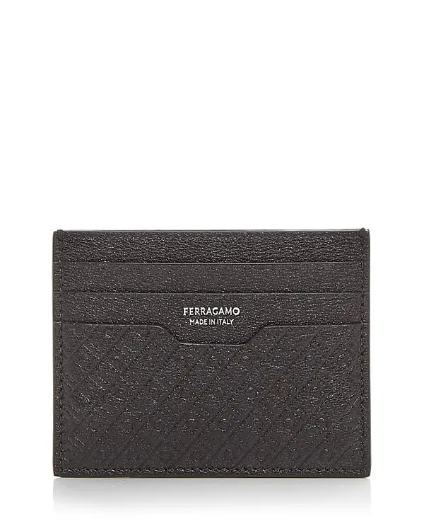 FERRAGAMO Gancini Leather Card Case - Nero