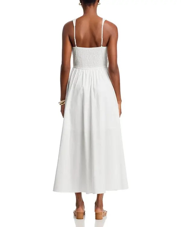 Moon River V-neck Tie-front Midi Dress - White