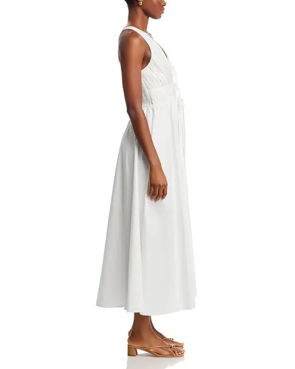 Moon River V-neck Tie-front Midi Dress - White