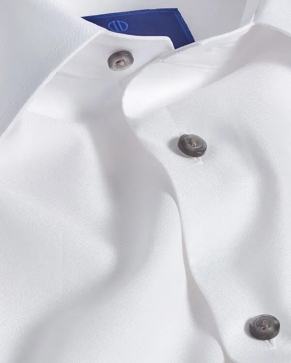 David Donahue Trim Fit Super Fine Twill Dress Shirt - White/grey