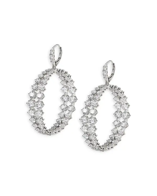 Nadri Cubic Zirconia Hoop Earrings - Silver