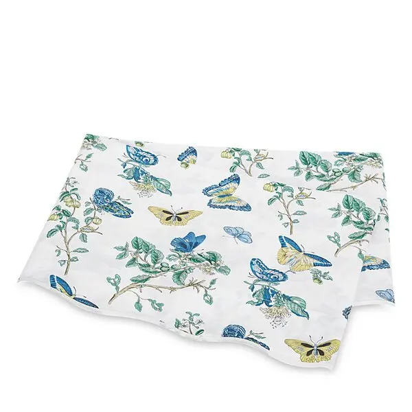 MATOUK Baudin Butterfly Percale Flat Sheet, Full/queen - Prussian Blue