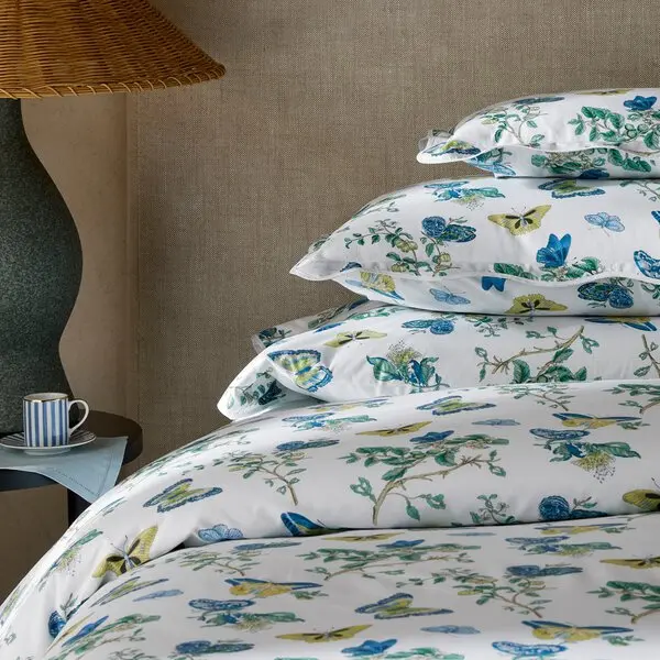 MATOUK Baudin Butterfly Percale Flat Sheet, Full/queen - Prussian Blue