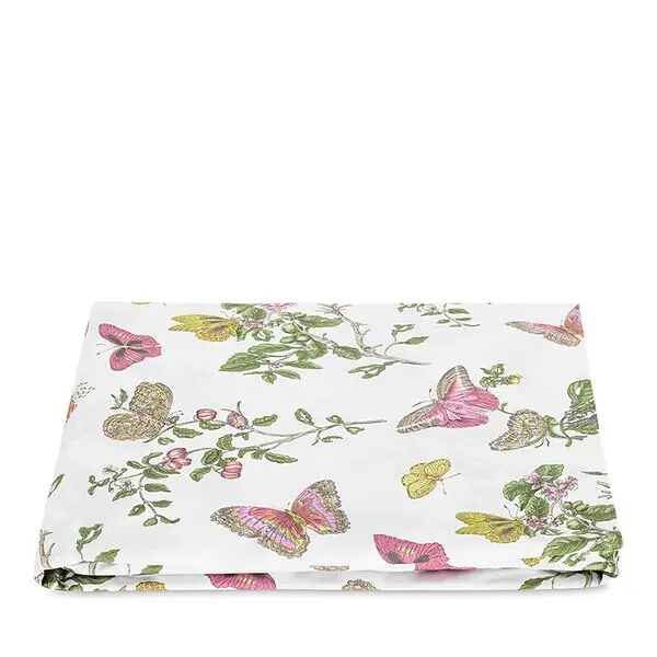 MATOUK Baudin Butterfly Percale Fitted Sheet, Cali King - Pink