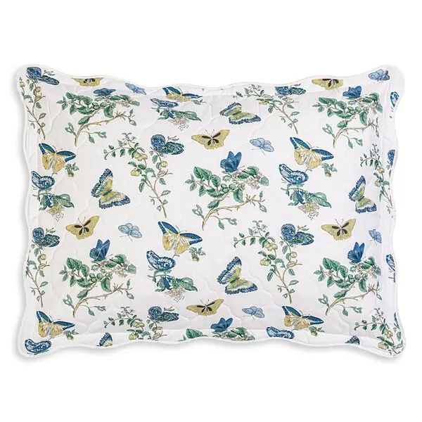 MATOUK Baudin Butterfly Quilted King Sham - Prussian Blue