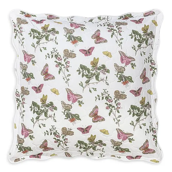 MATOUK Baudin Butterfly Quilted Euro Sham - Pink