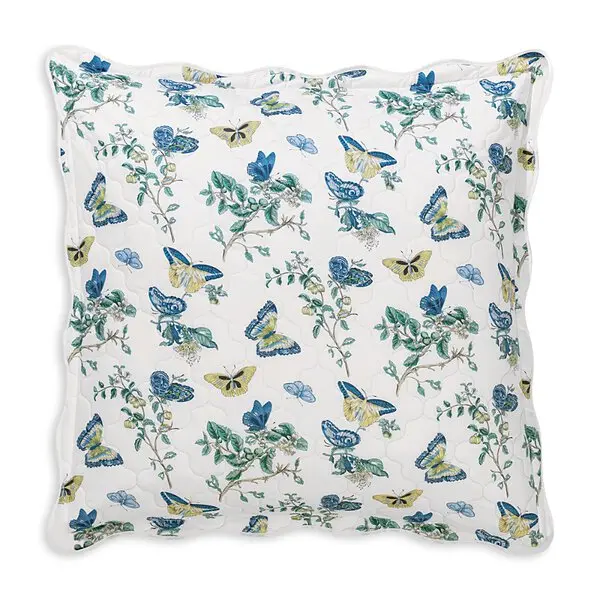MATOUK Baudin Butterfly Quilted Euro Sham - Prussian Blue