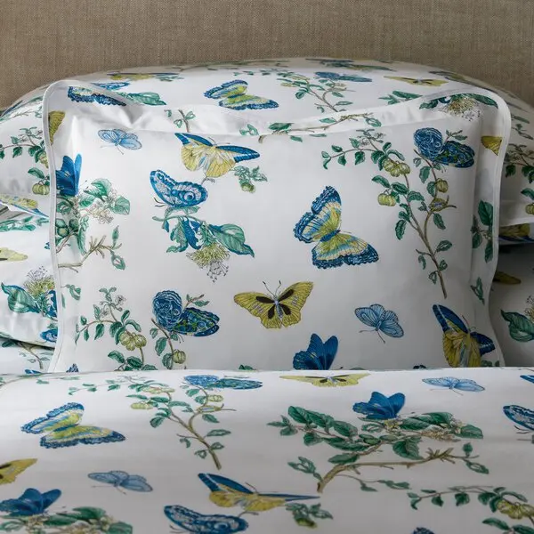 MATOUK Baudin Butterfly Quilted Euro Sham - Prussian Blue