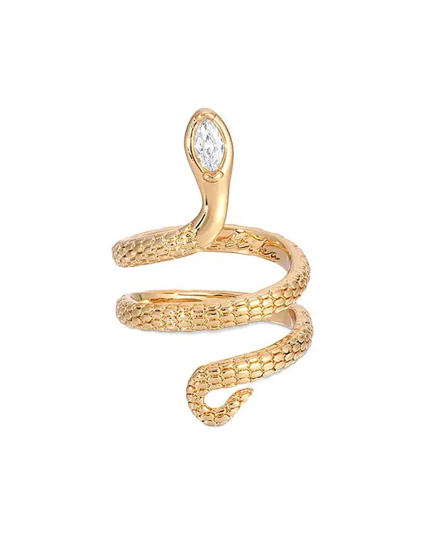 Ettika Marquise Cubic Zirconia Coiled Snake Ring - Gold