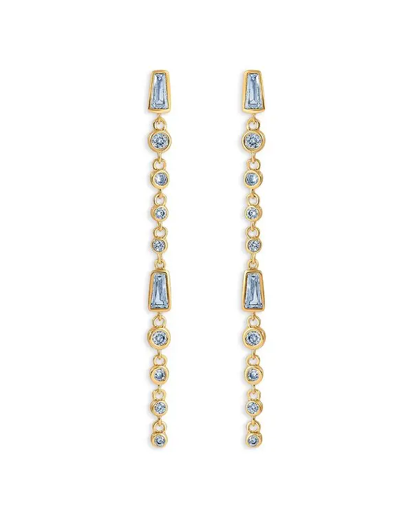 Ettika Crystal Linear Dangle Earrings - Blue/gold