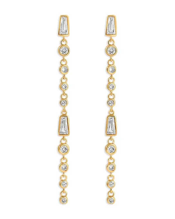Ettika Crystal Linear Drop Earrings - Gold