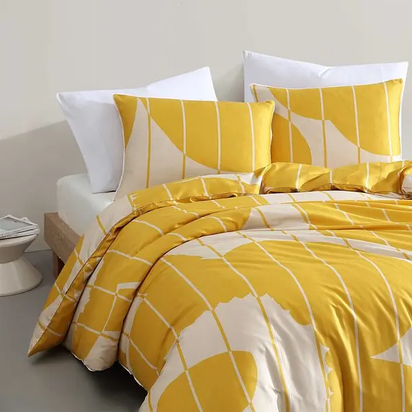 Marimekko Vesi Unikko Cotton Sateen Floral Duvet Cover Set - Calendula Yellow