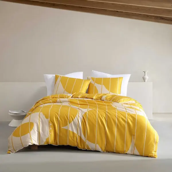 Marimekko Vesi Unikko Cotton Sateen Floral Duvet Cover Set - Calendula Yellow