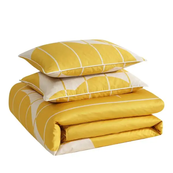 Marimekko Vesi Unikko Cotton Sateen Floral Duvet Cover Set - Calendula Yellow