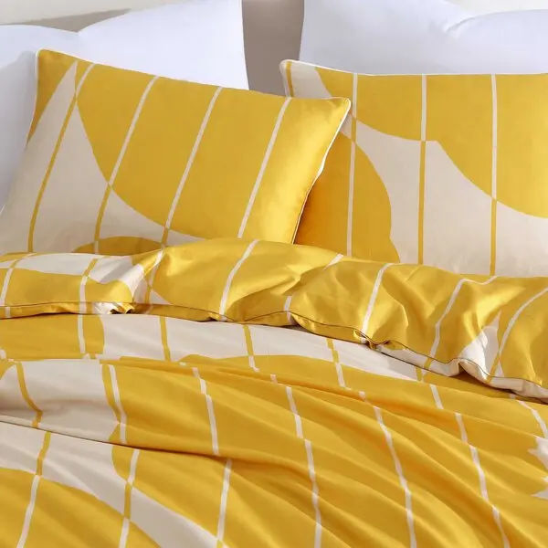 Marimekko Vesi Unikko Cotton Sateen Floral Duvet Cover Set - Calendula Yellow