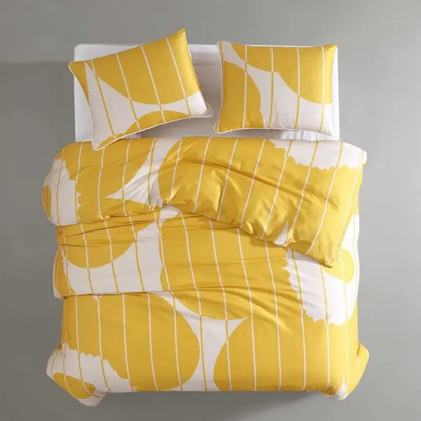 Marimekko Vesi Unikko Cotton Sateen Floral Duvet Cover Set - Calendula Yellow