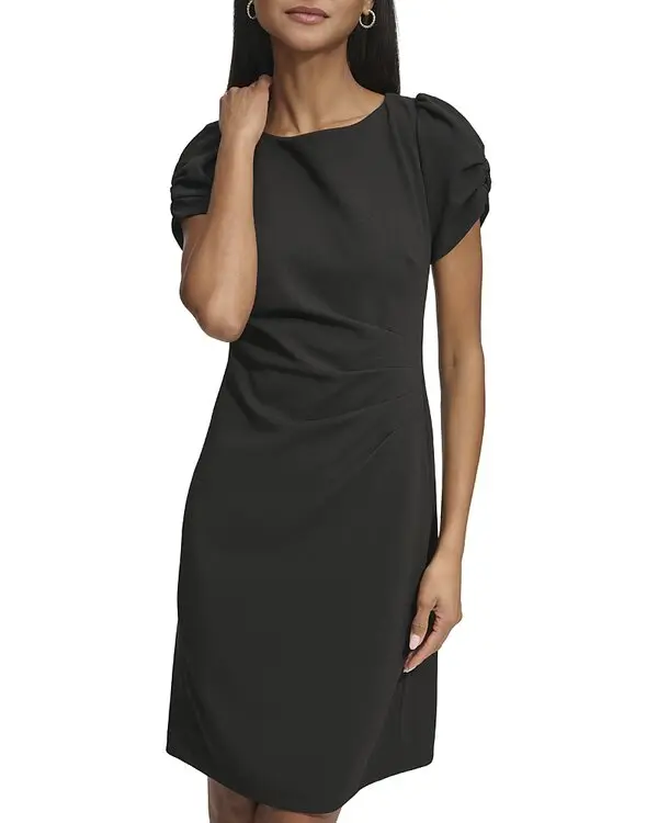 Karl Lagerfeld Paris Ruched Sleeve Sheath Dress - Black