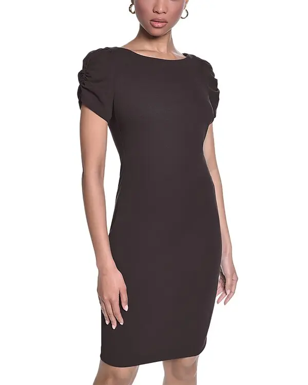 Karl Lagerfeld Paris Sheath Dress With Ruched Sleeves - Espresso