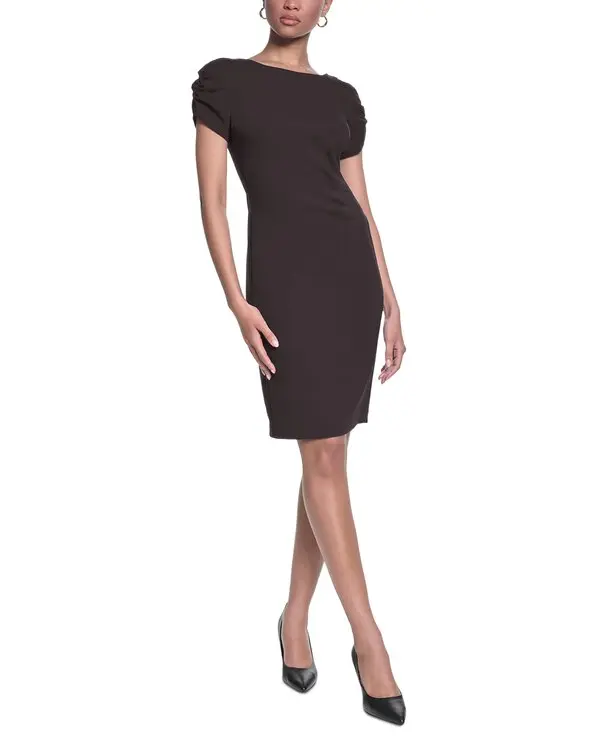 Karl Lagerfeld Paris Ruched Sleeve Sheath Dress - Espresso