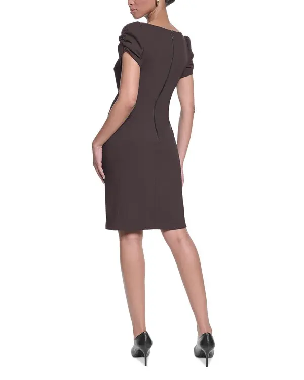 Karl Lagerfeld Paris Ruched Sleeve Sheath Dress - Espresso