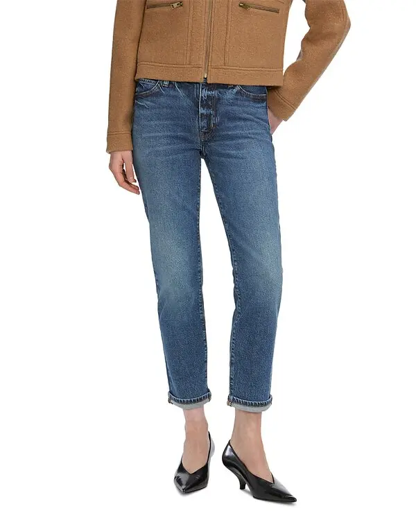 FRAME The Borrowed High-rise Ankle Jeans - Nebula