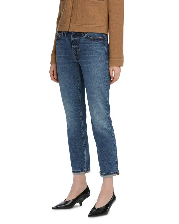 FRAME The Borrowed High-rise Ankle Jeans - Nebula
